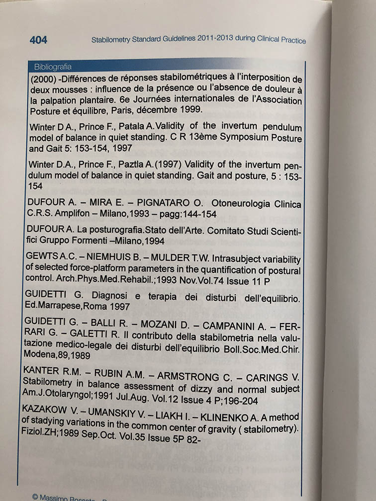 BIBLIOGRAFIA - STABILOMETRY STANDARD GUIDELINES 2011-13 » SprintIT